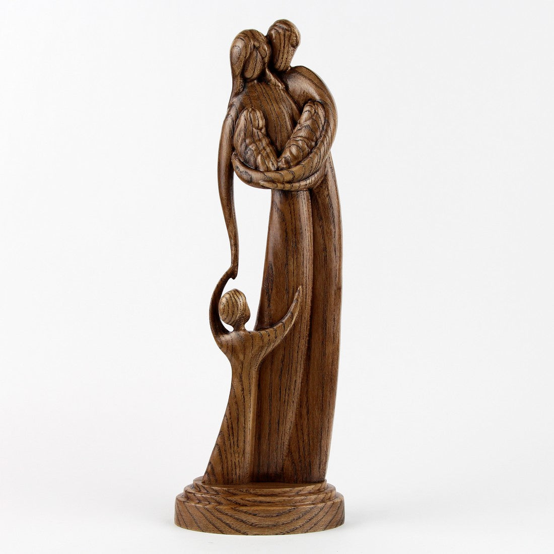Buy Wooden Family of 5 Sculpture – Parents with Daughter and Newborn ...